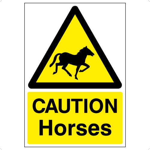 Caution Horses sign – Ref: hrs2 – Safety Sign Warehouse