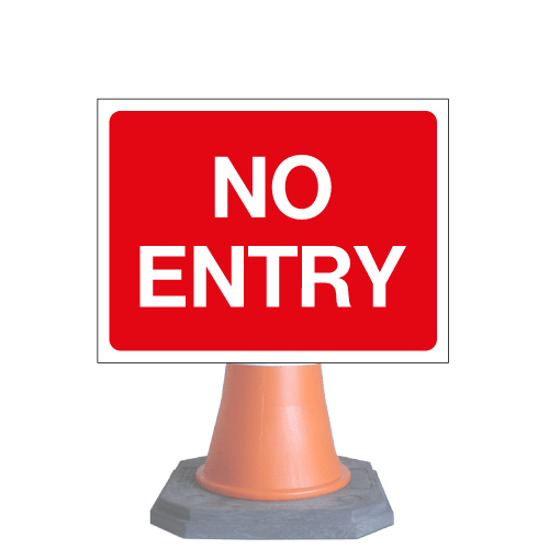 No Entry cone sign – cns 40 (cone sold separately) – Safety Sign Warehouse