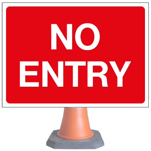 No Entry cone sign – cns 40 (cone sold separately) – Safety Sign Warehouse