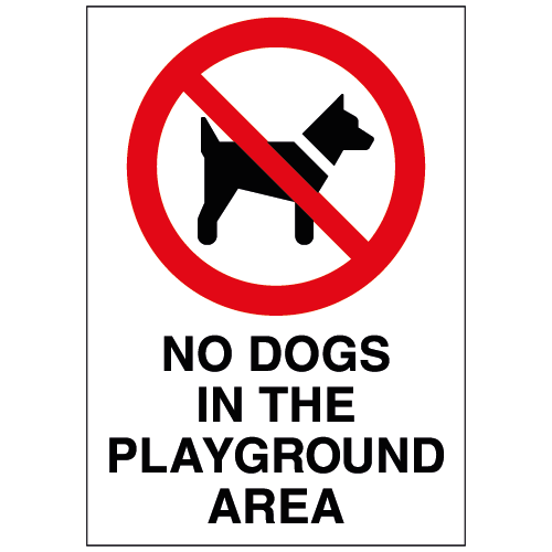 No dogs in the playground area sign – Ref: p160 – Safety Sign Warehouse