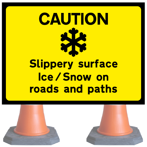 Caution Slippery Surface Ice/Snow On Roads and Paths cone sign – cns 74 ... Caution Slippery Surface Ice/Snow On Roads and Paths cone sign – cns 74 ...