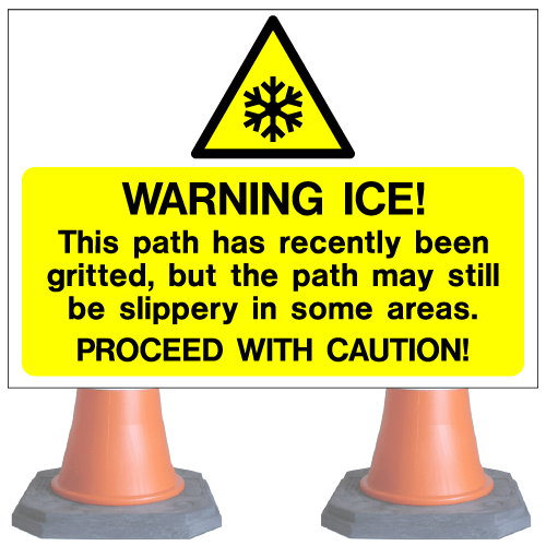 Warning This path has been gritted but maybe slippery cone sign – cns82 ...