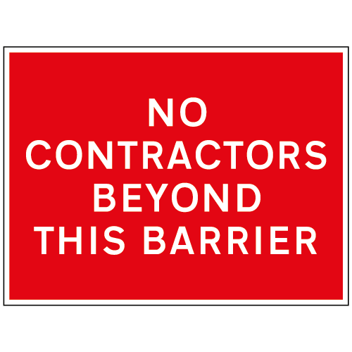No Contractors Beyond This Barrier sign – Ref: tc43 – Safety Sign Warehouse