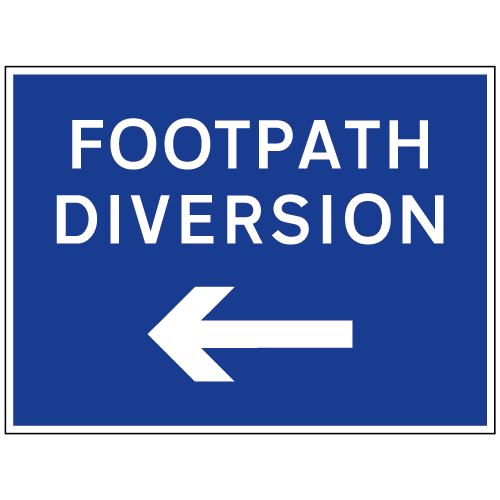 Footpath Diversion (arrow left) sign – Ref: tc49 – Safety Sign Warehouse