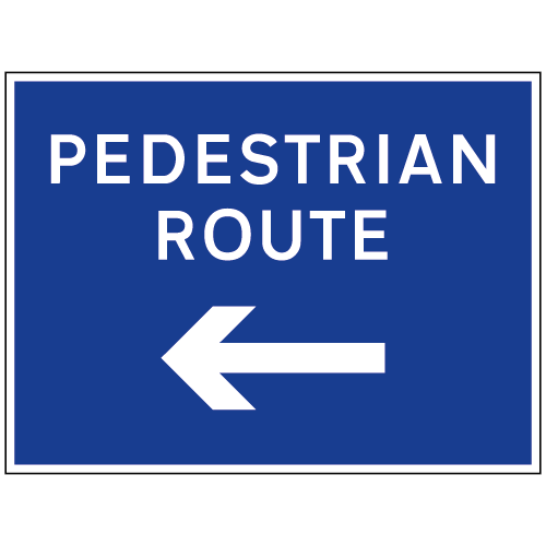 Pedestrian route (arrow left) sign – Ref: tc89 – Safety Sign Warehouse