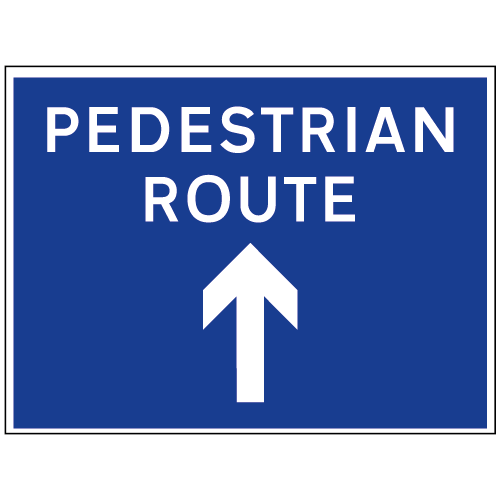 Pedestrian route (arrow up) sign – Ref: tc90 – Safety Sign Warehouse