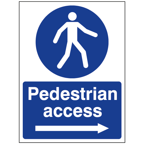 Pedestrian access (arrow right) sign – Ref: tc92 – Safety Sign Warehouse Pedestrian access (arrow right) sign – Ref: tc92 – Safety Sign Warehouse