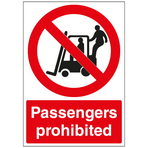 Passengers prohibited sign – Ref: p167 – Safety Sign Warehouse