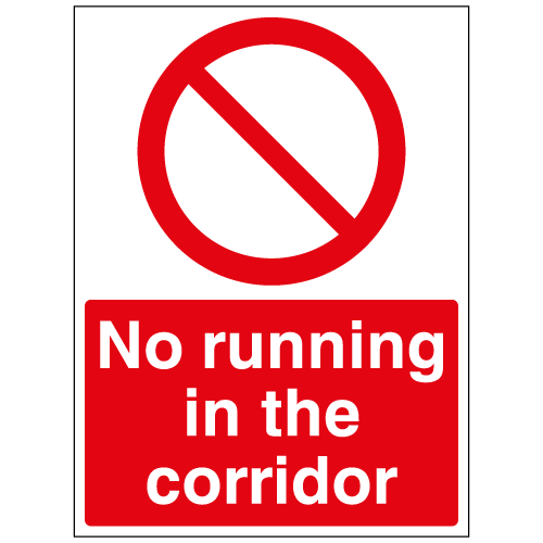 No running in the corridor sign – Ref: p309 – Safety Sign Warehouse
