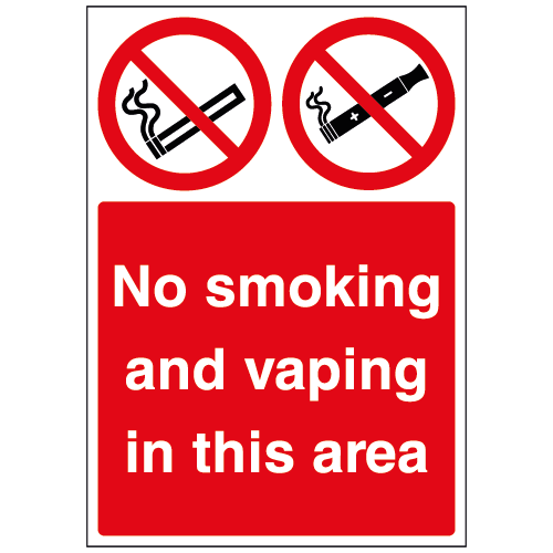 No smoking and vaping in this area sign – Ref: p314 – Safety Sign Warehouse