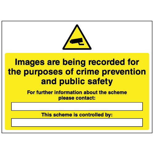 Images are being recorded for crime prevention sign – Ref: pa27 ...