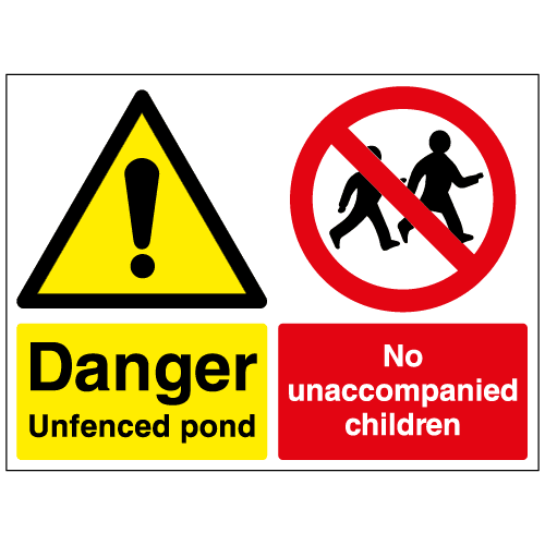 Danger Unfenced pond No unaccompanied children sign – Ref: w447 ...